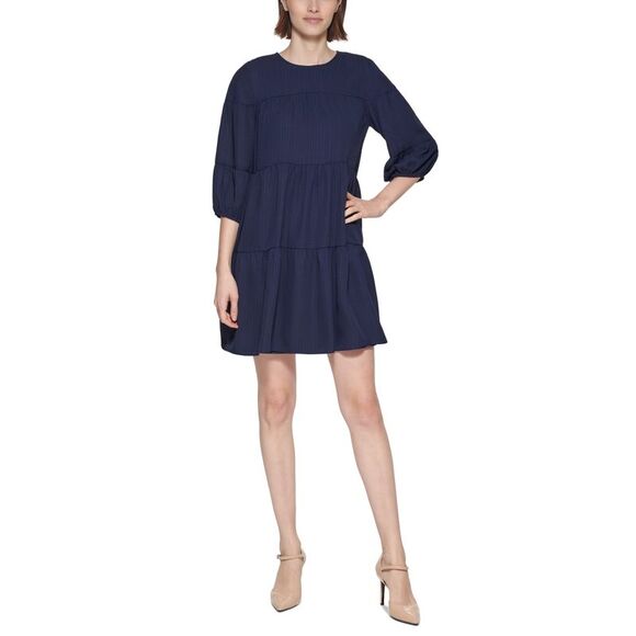 Calvin Klein | Dresses | Calvin Klein Womens Textured Tiered Shift ...